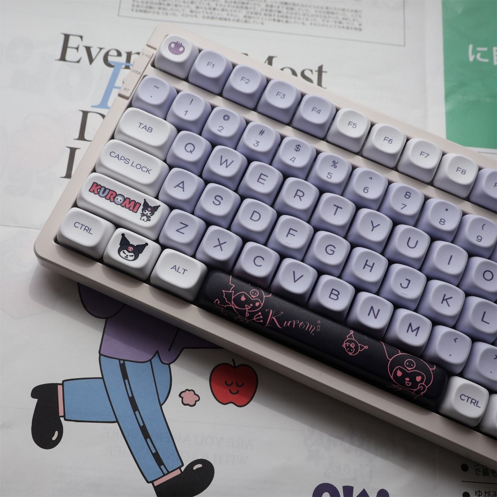Cute Kuromi Thai Mechanical Keyboard Keycaps MOA Profile Purple Anime ...