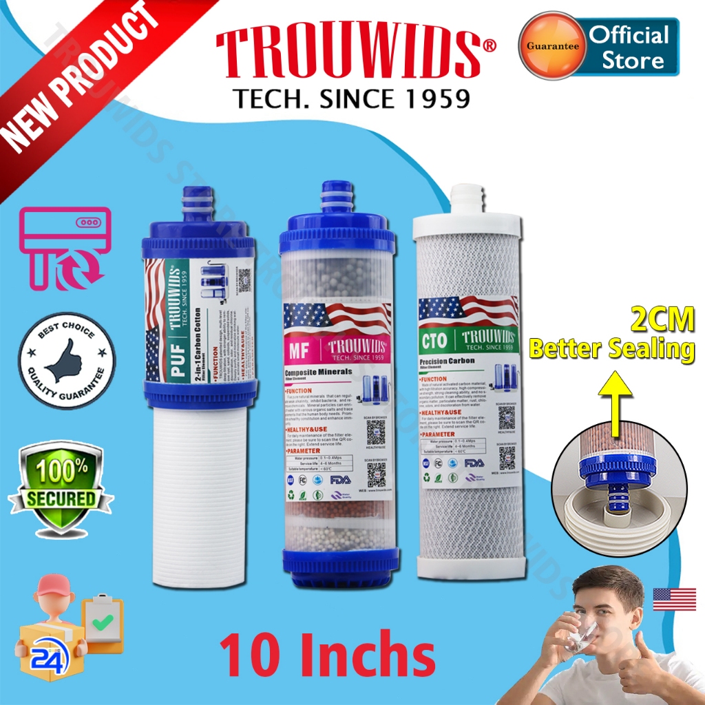 TROUWIDS 2 In 1/5 In 1/CTO Minerals Alkaline Water Filter Replacement ...