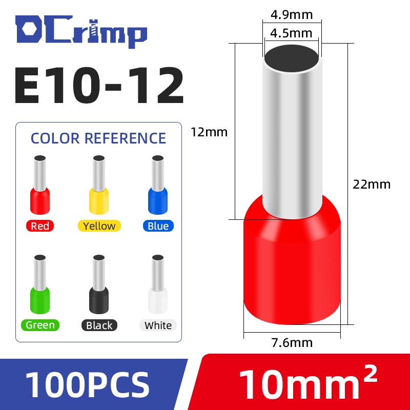 100PCS VE European Wire Connector Terminal Pin Tube Wiring E7508 E2508 ...