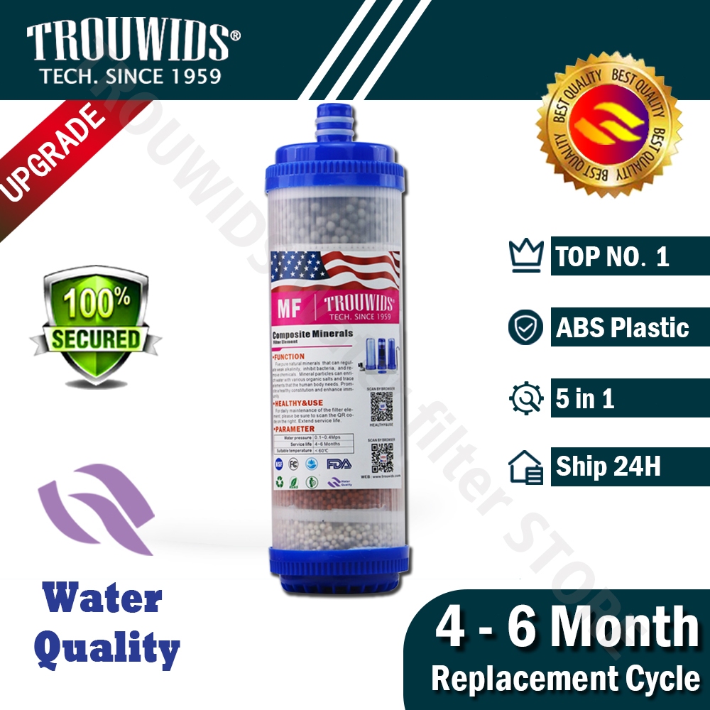 TROUWIDS 5 in 1 Water Filter Replacement Cartridge Filter Refill ...