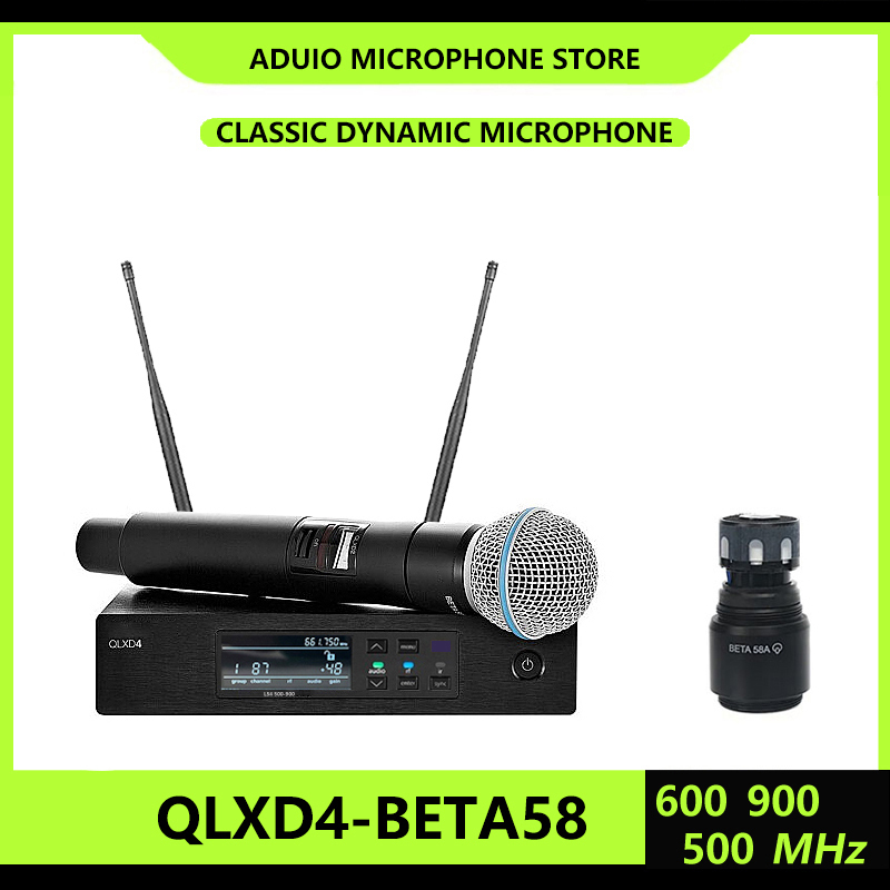 QLXD4 QLXD24 Professional 1-channel UHF wireless microphone system with 1 beta58 handheld ...