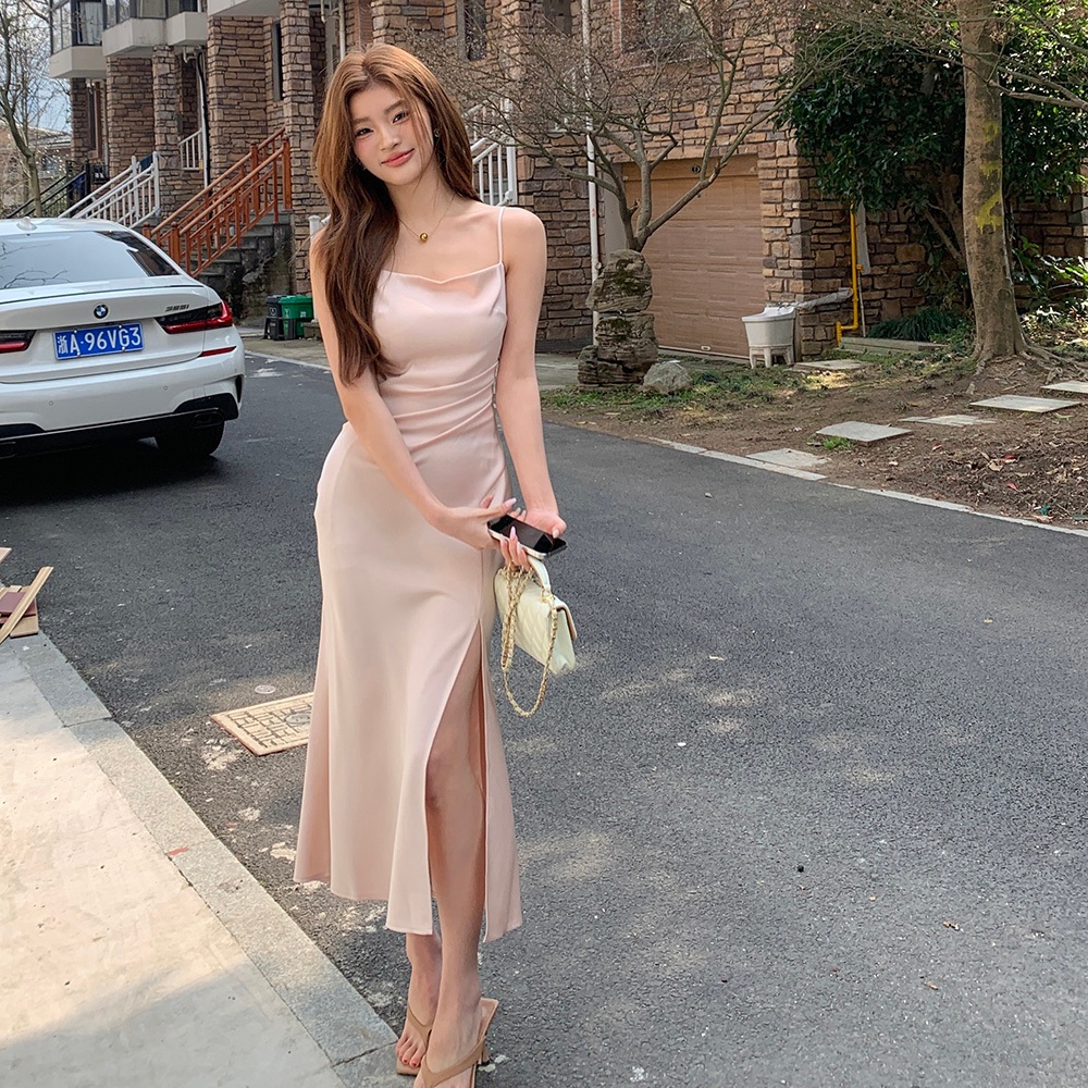 Love laugher gir Summer New Style Satin Slit Suspender Skirt Female ...