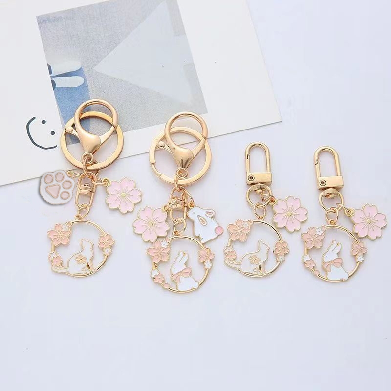 cute barang Rabbit Cat keychain small souvenir birthday free door gift ...