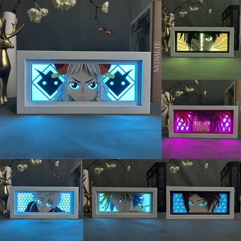 Anime one piece Yamato Led Light Box Black Clover Asta Eye Face Lamp ...