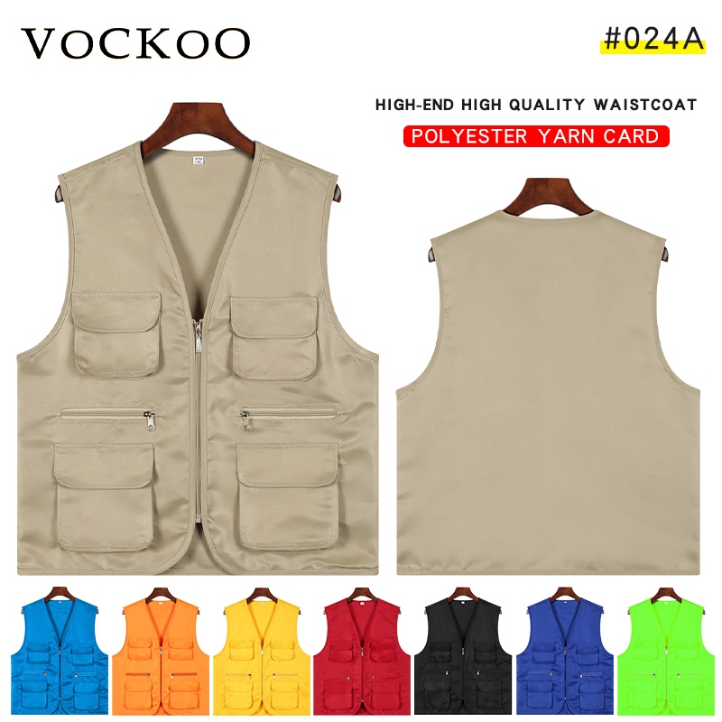 Vockoo#Overalls Vest Casual All-Match Sleeveless Jacket Multi-Pocket ...