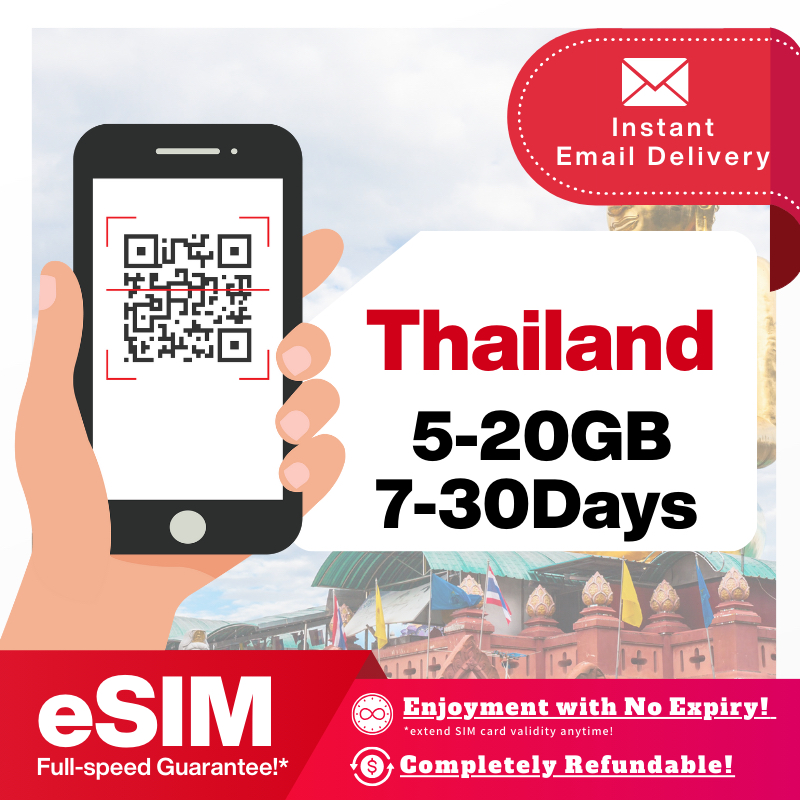 Thailand High Speed eSIM 7-30Days 5GB/10GB/20GB Unlimited Data | Instant 24h Email Delivery ...