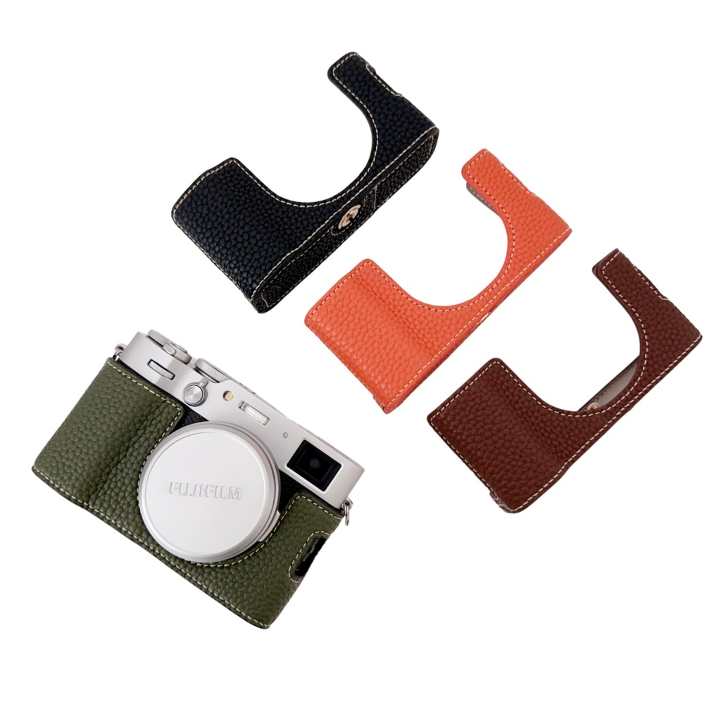 Leather Half Case for Fujifilm X100VI Camera Cover Litchi Stria FUJI X ...
