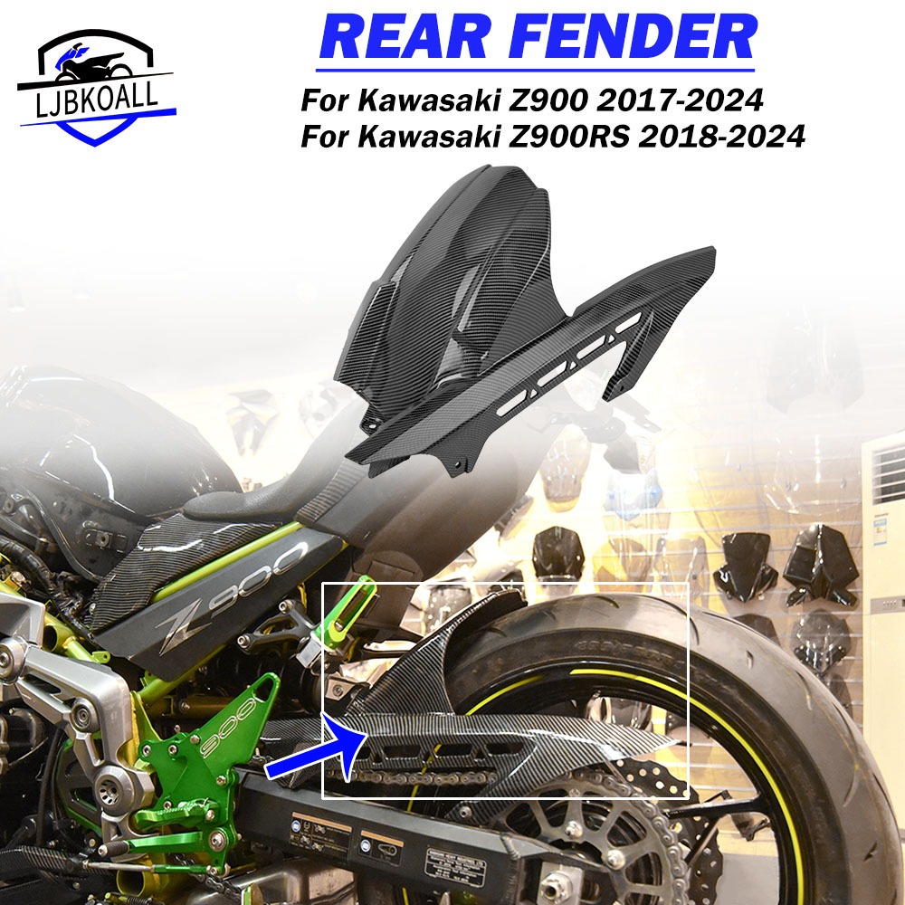 LJBKOALL Motorcycle Carbon Fiber Rear Wheel Mudguard Fender Hugger ...