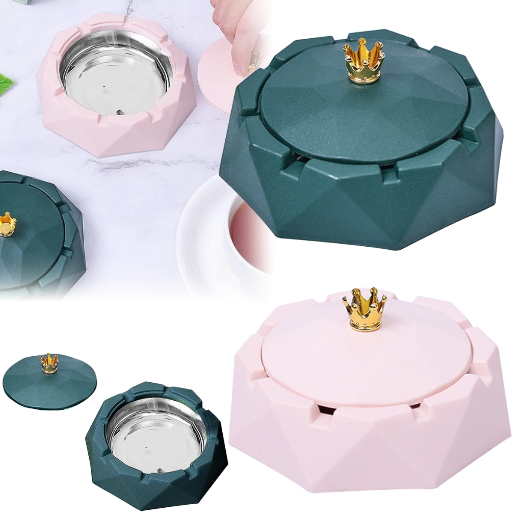 New European Ceramic Ashtray with Lid Pattern Decorative Office ...