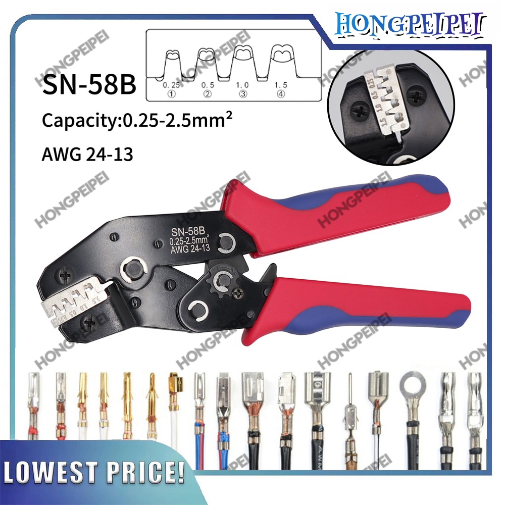 SN-58B 0.25-2.5mm² AWG24-13 Ratchet Crimping Plier Crimper Tool for ...