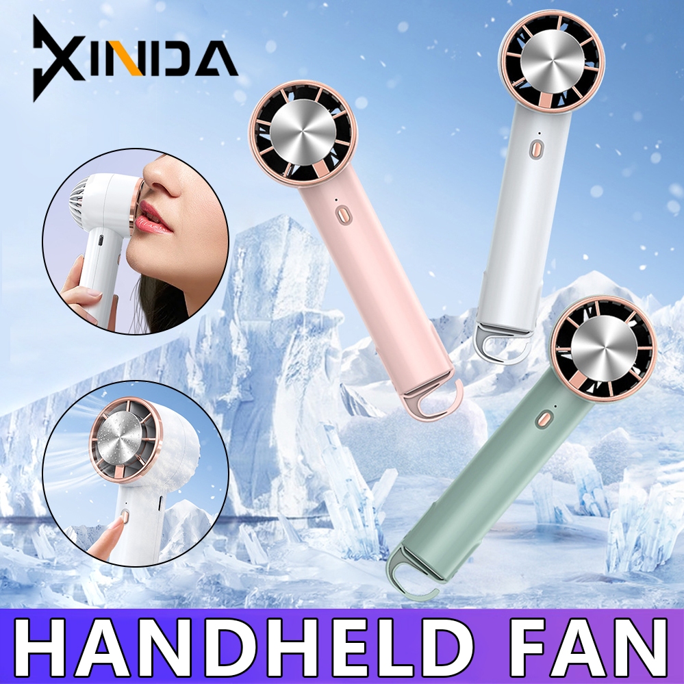 Cooling Fan Personal Rechargeable Adjustable Portable Handheld Ice ...
