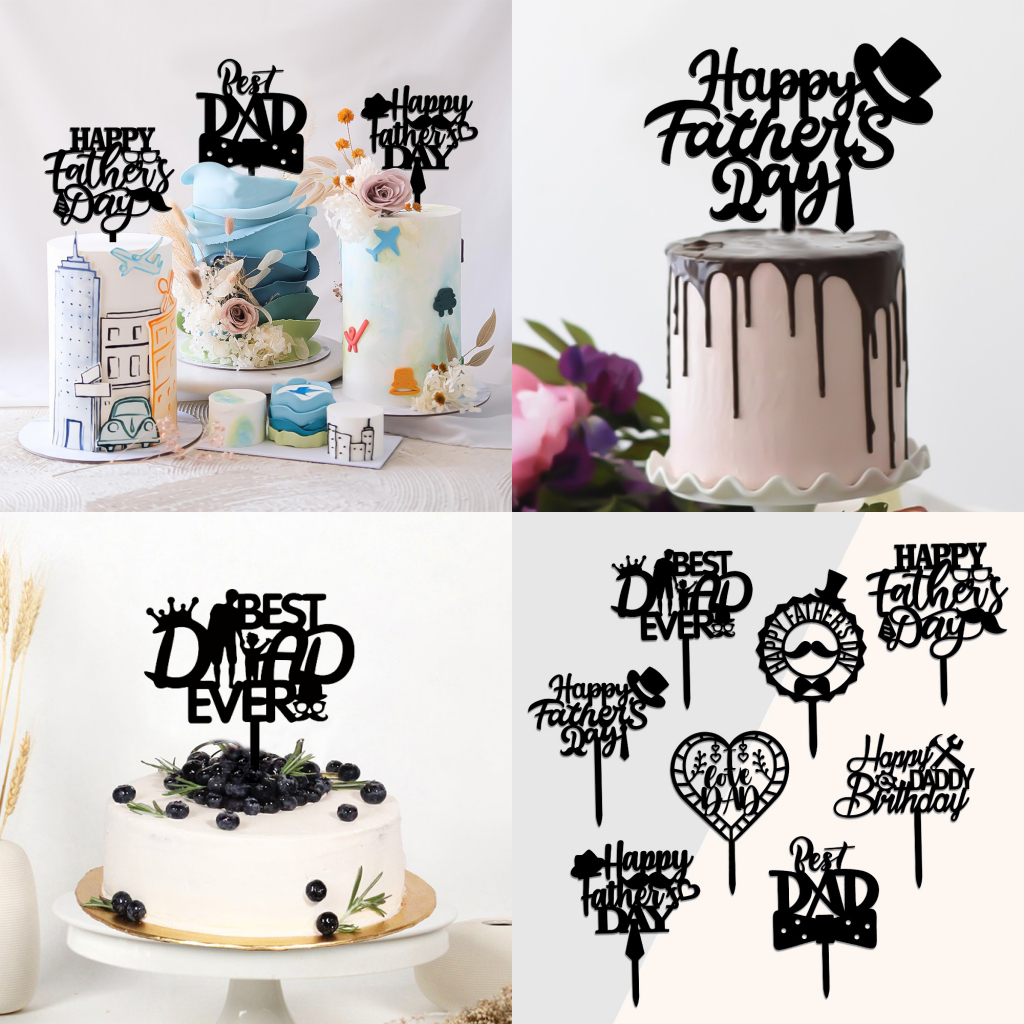 10 Pieces Happy Father's Day Cake Topper, Best Dad Ever Acrylic Cake ...
