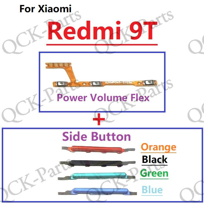 For Xiaomi Redmi 9T Power on / off Switch Button Side Volume Up Down Buttons Flex Cable ...