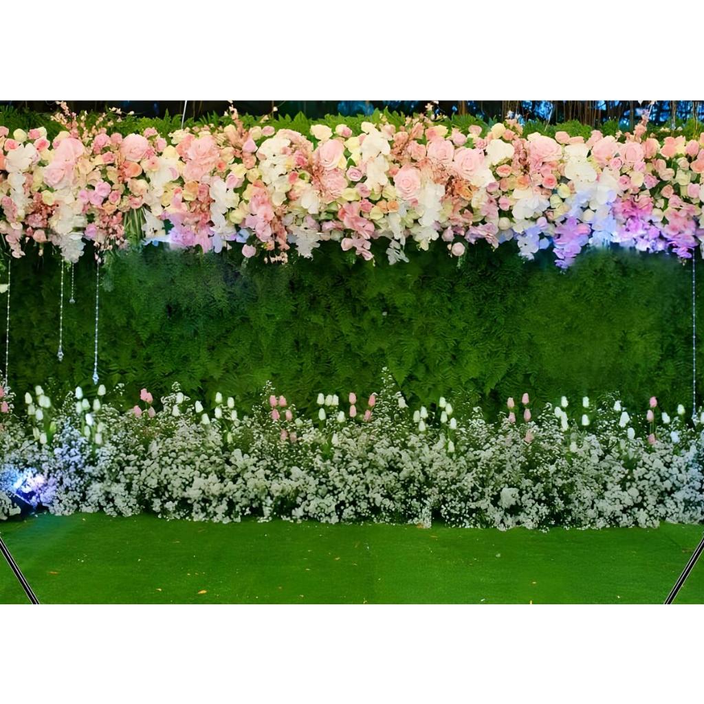 7x5ft Wedding Backdrop for Ceremony Greenery Floral Backdrop Green ...
