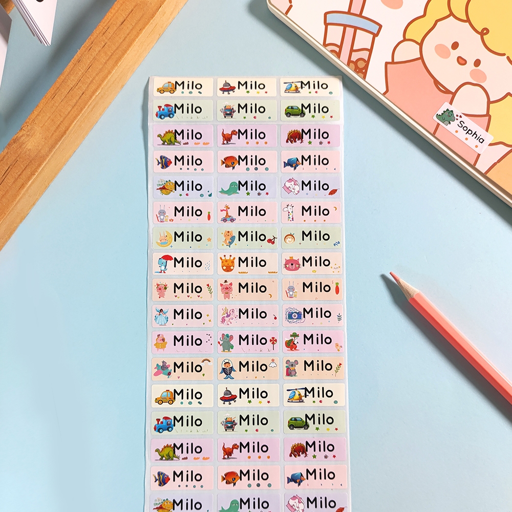 60/120/180/240PCS Cartoon Car Custom Name Tag Waterproof Labels Sticker ...