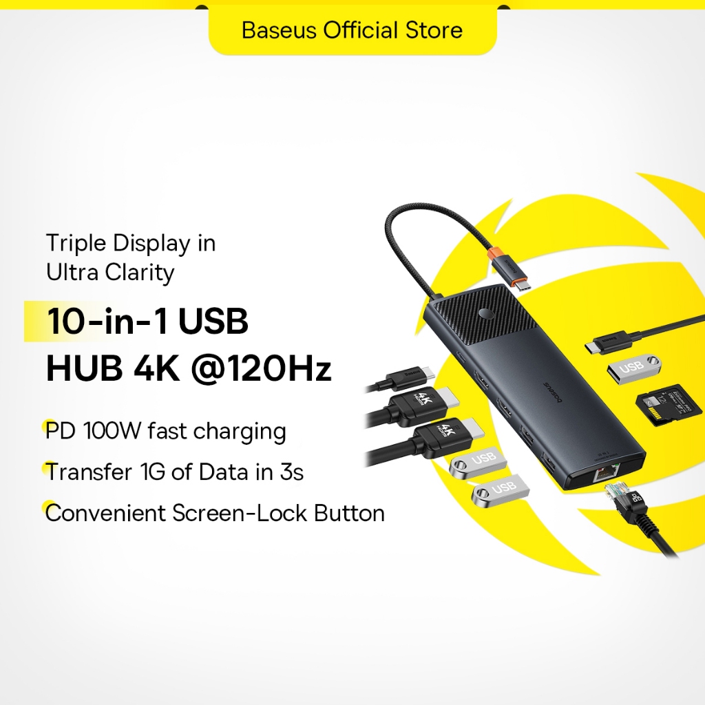 Baseus MST Metal Gleam Gen2 USB HUB 4K@120Hz HDMI-Port DP4K@60Hz ...