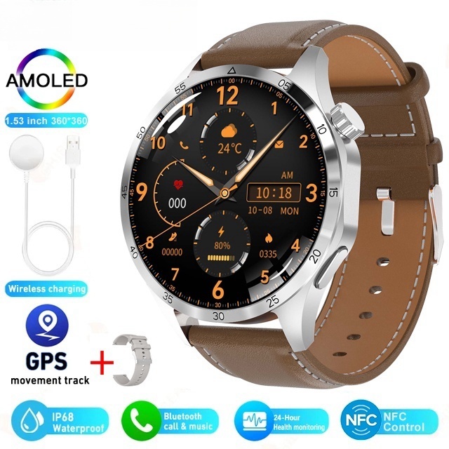 G4 PRO Plus Smart Watch Men AMOLED HD Screen BT Call NFC IP68 ...