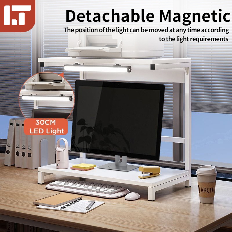 Monitor Stand with LED Light Printer Rack Gaming Table LED Monitor ...