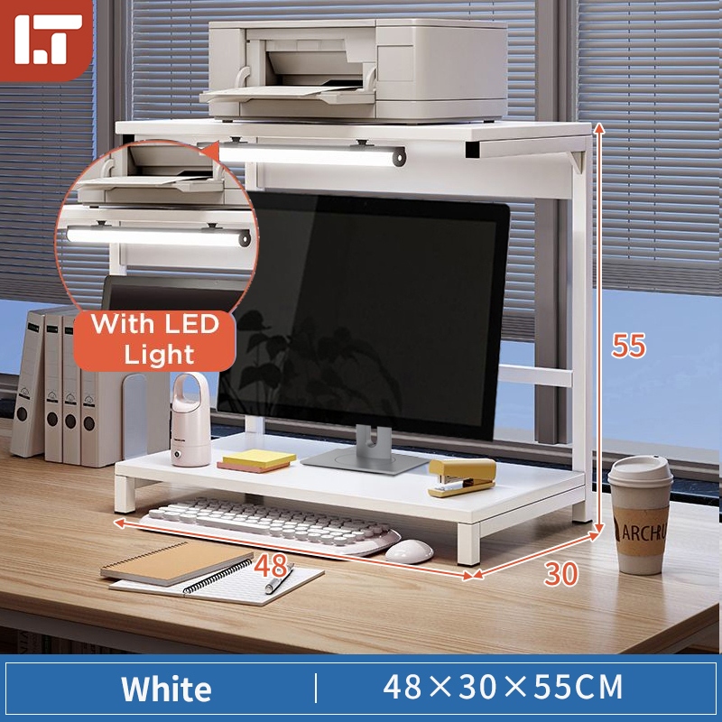 Monitor Stand with LED Light Printer Rack Gaming Table LED Monitor ...