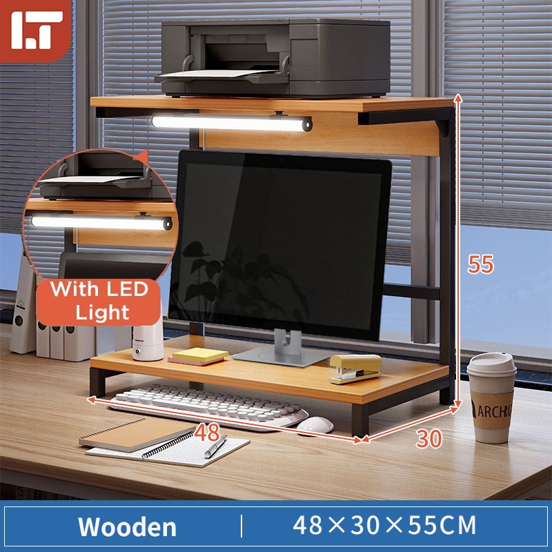 Monitor Stand with LED Light Printer Rack Gaming Table LED Monitor ...
