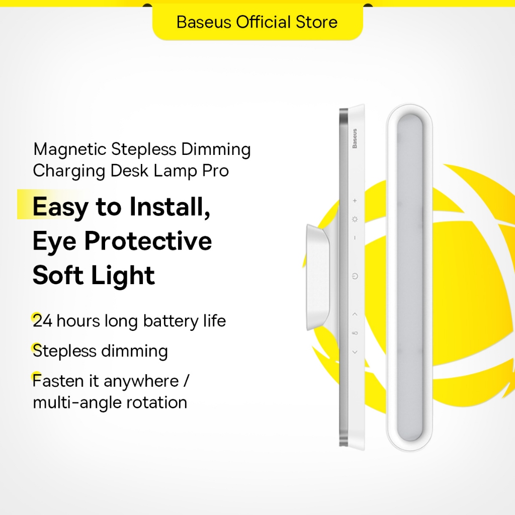 Baseus Hanging Magnetic LED Table Lamp Chargeable Stepless Dimming Desk ...