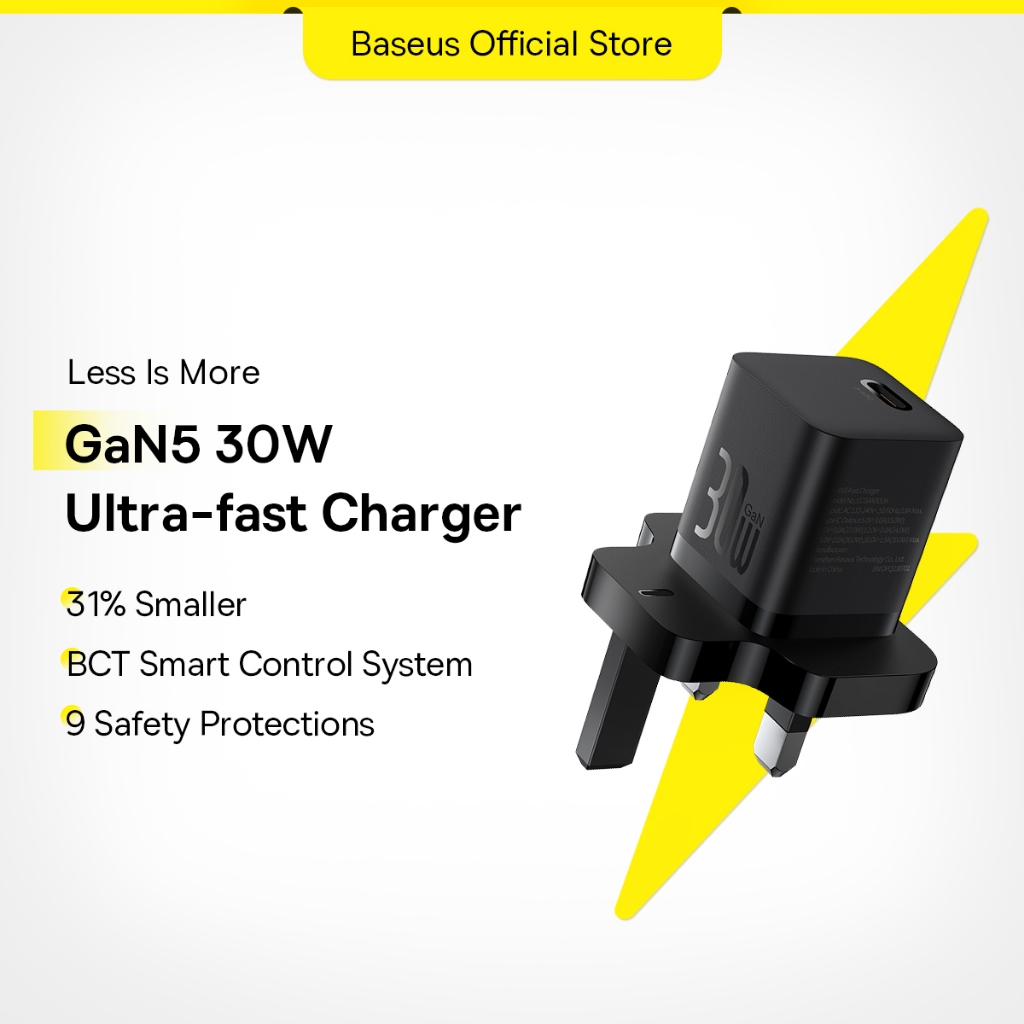 Baseus GaN5 Fast Charger mini 1C 30W UK For Phone | Shopee Malaysia