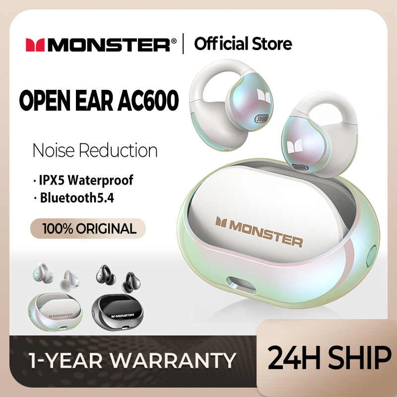 Monster AC600 Earbuds Open Ear Bone Conduction Wireless Sport Bluetooth ...