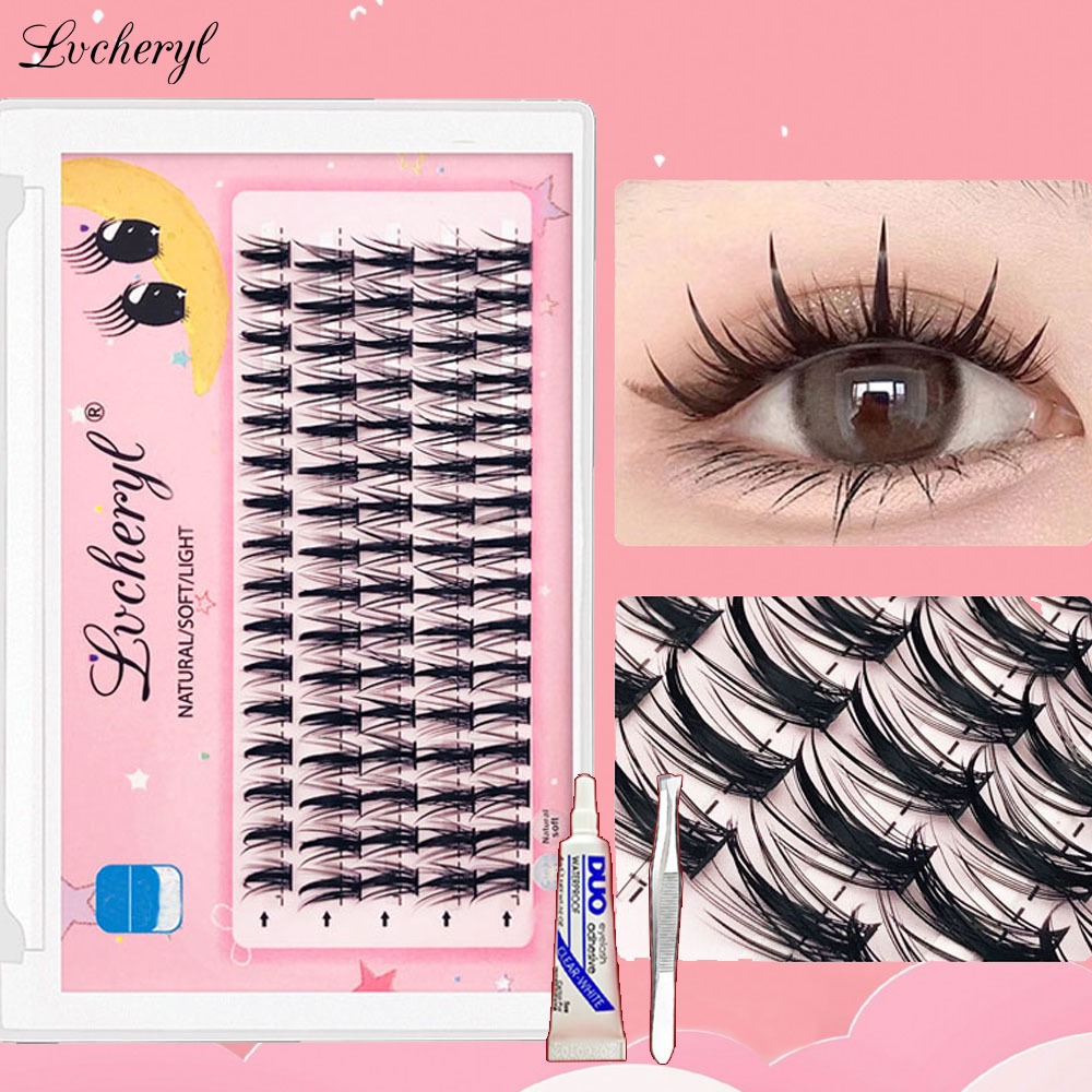 Lvcheryl DIY Segmented Little Devil Eyelashes Extension With Glue Flase ...