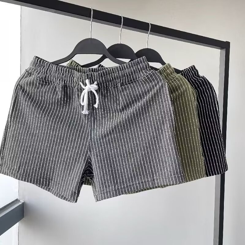 Summer High-End Striped Three-Point Pants Men's Sports Casual Shorts ...