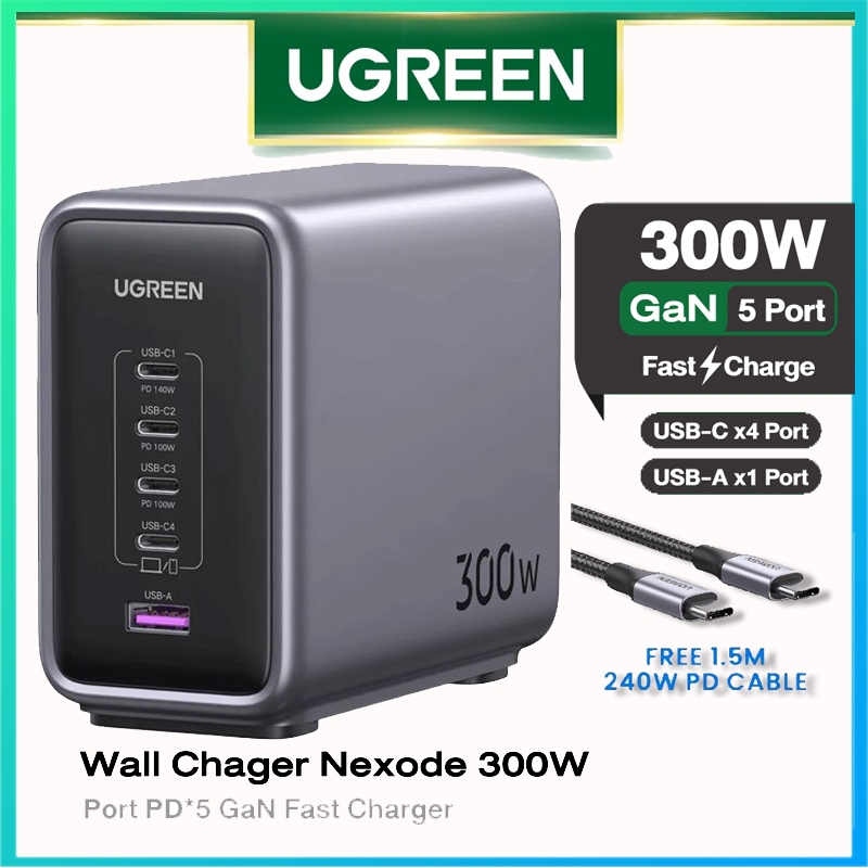 UGREEN 300W USB C Charger GaN 5 Ports Desktop Charging Station 4Type-C ...
