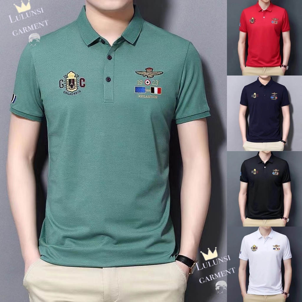 Malaysia spot COD 5color Men's Baju Polo Short Sleeve Shirt Plain ...