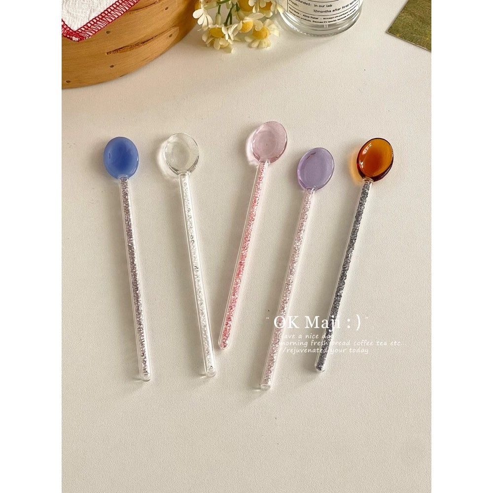 ins creative long handle cute little spoon high temperature resistant ...