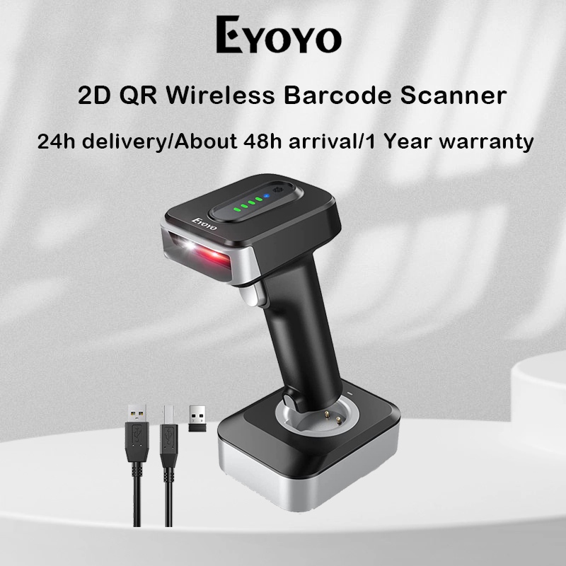 Eyoyo 2D QR Wireless Barcode Scanner, Easy to Use, 3-in-1 Bluetooth and ...