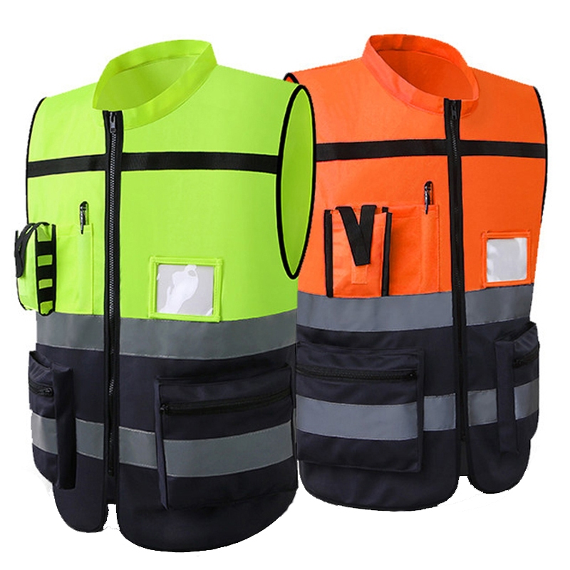High Visibility Reflective Vest Zipper Front Working Clothes for Men ...