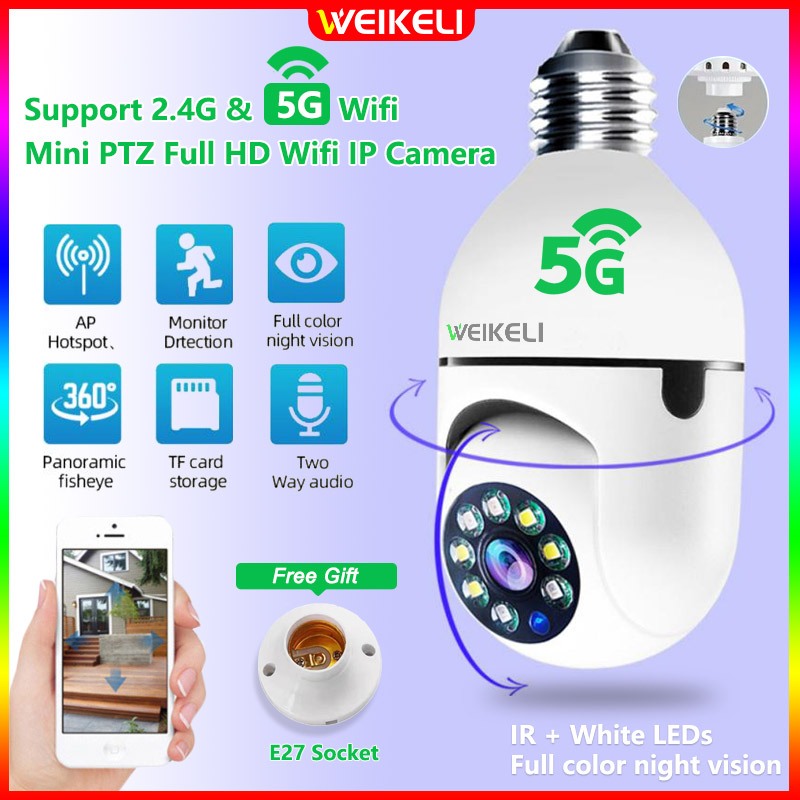 Wireless Wifi Camera 1080p Full HD with E27 Bulb Socket Support IR LED ...