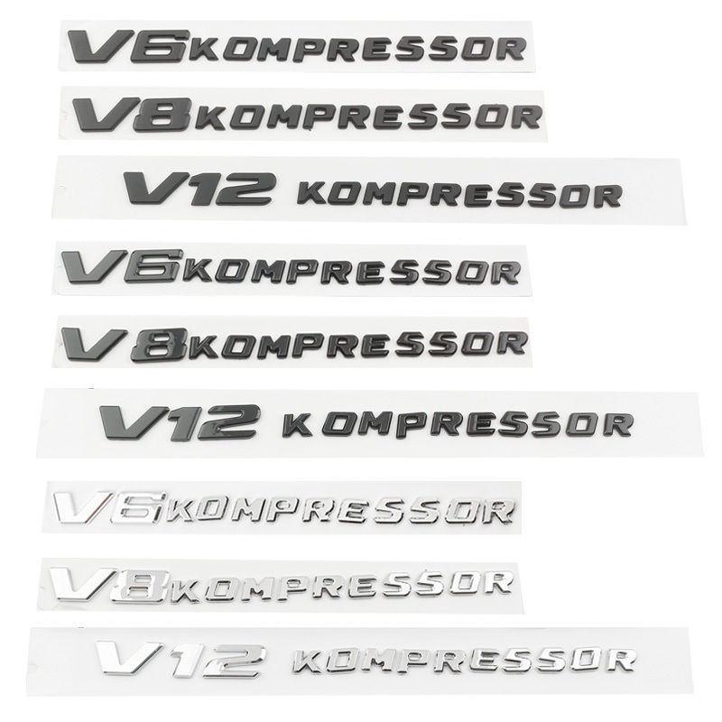 V6 V8 V12 KOMPRESSOR Logo Car Rear Trunk Decorative Emblem Badge ...