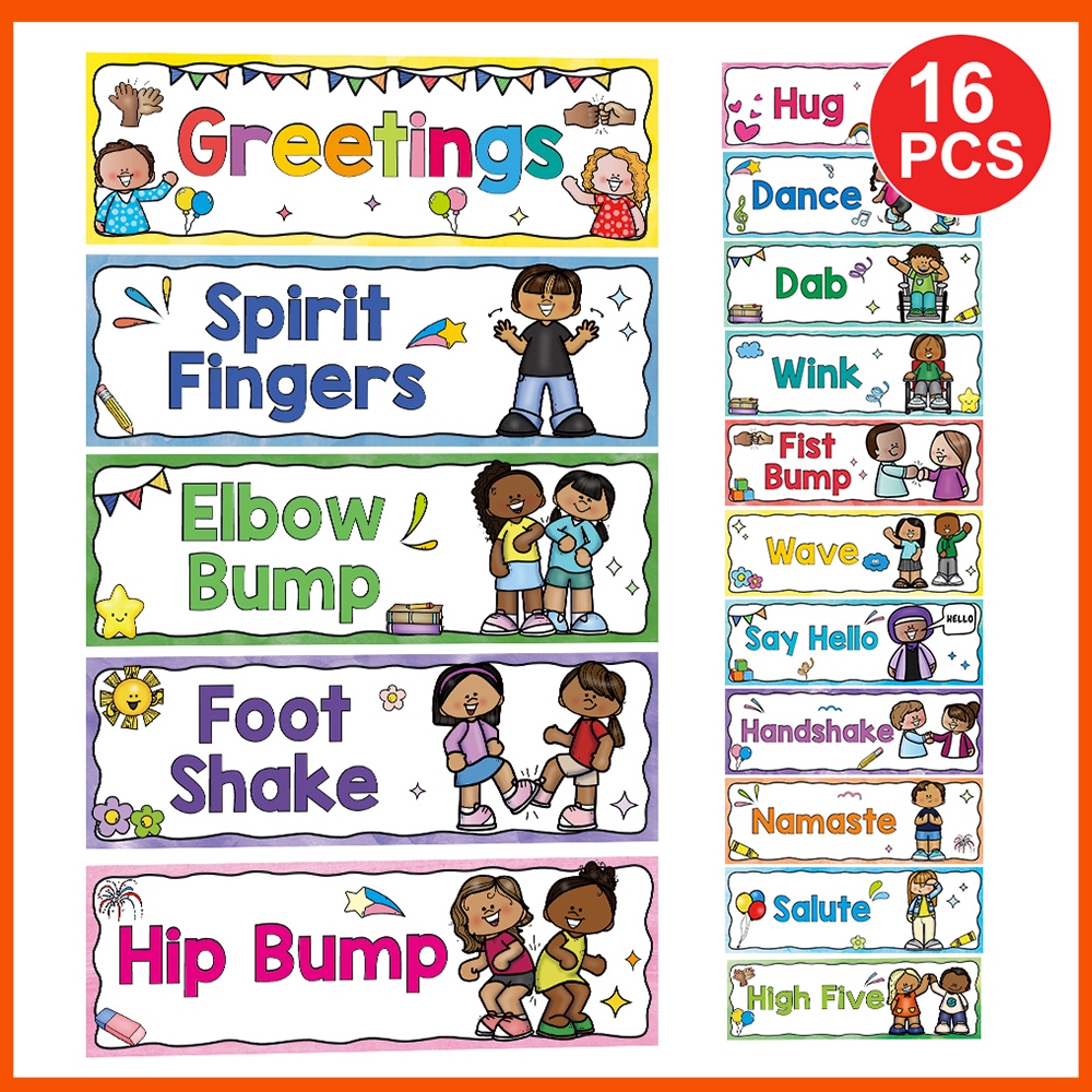16Pcs Morning Meeting Greetings Classroom Posters - Kids Social ...