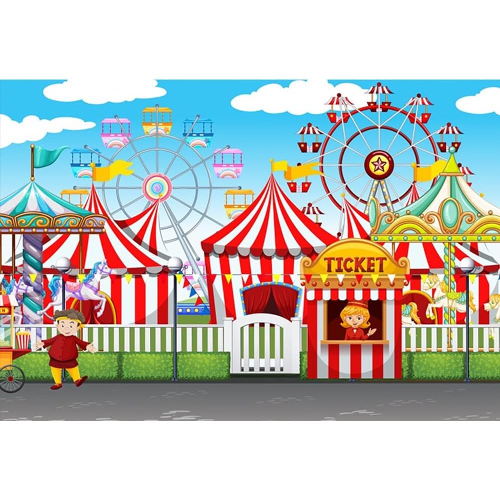 5x3ft Circus Ticket Photography Backdrop Circus Funfair Playground ...
