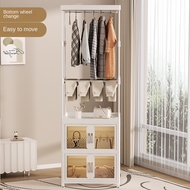 【Free Assembly】Storage Cabinet With Hanger 190cm Wardrobe Organizer ...