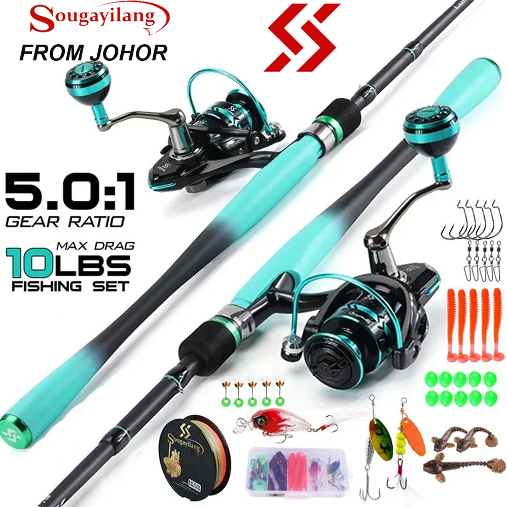 Sougayilang fishing rod set 1.8m/5.9ft 2 sections portable fishing rod ...