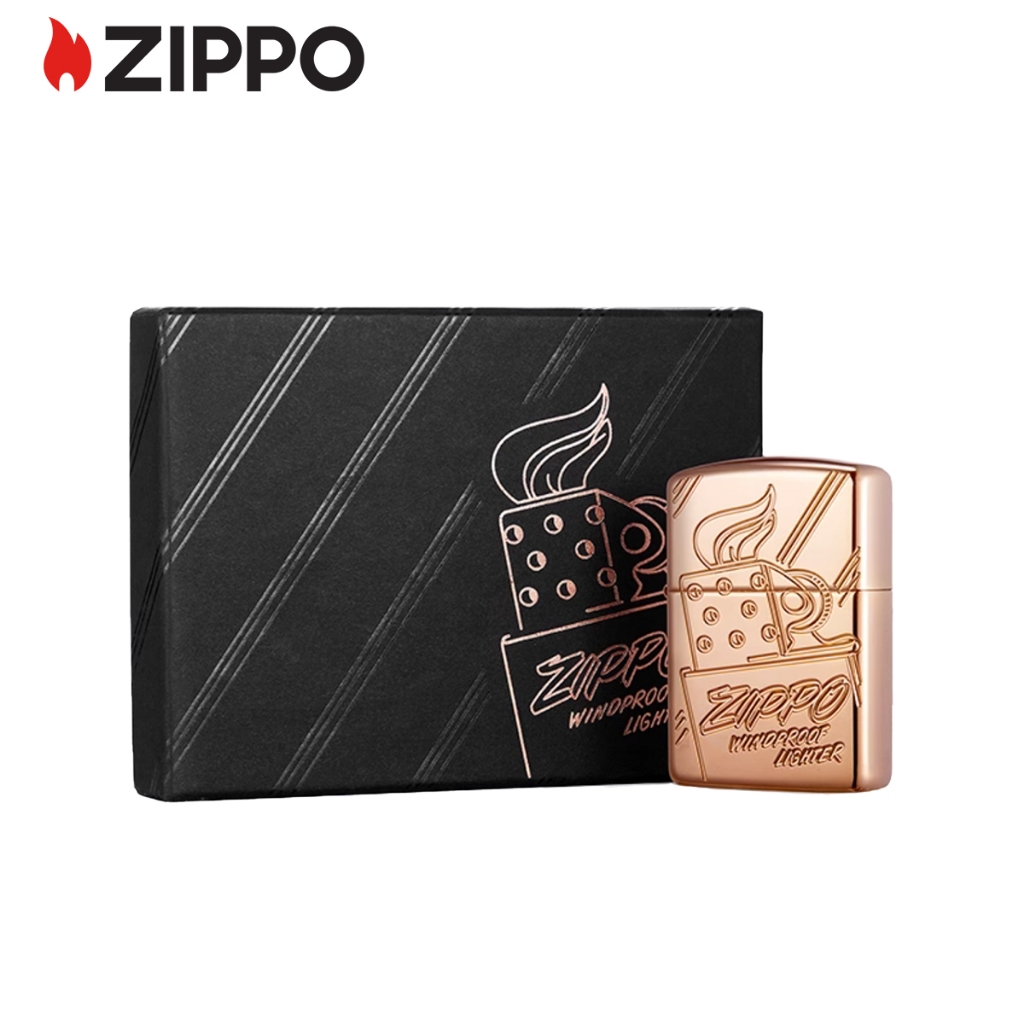 Zippo Script Logo Collectible, Armor Engraved - High Polish Rose Gold ,48768 | Shopee Malaysia