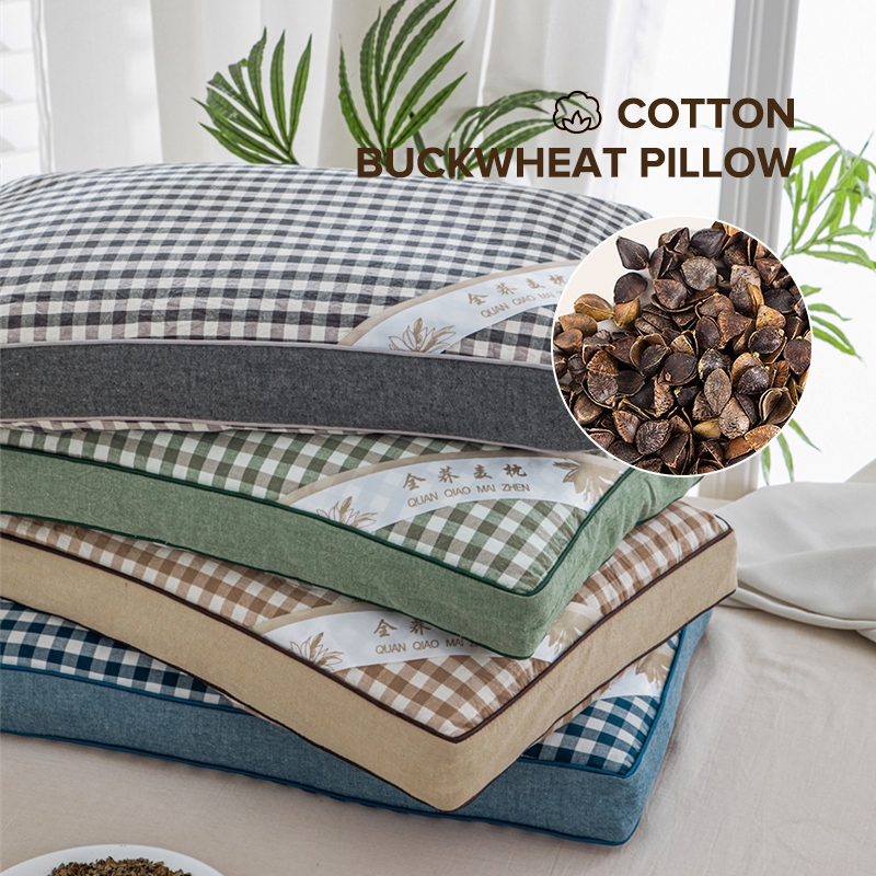 Buckwheat Pillow 1800grams Pure Cotton Pillow Case Natural Buckwheat ...
