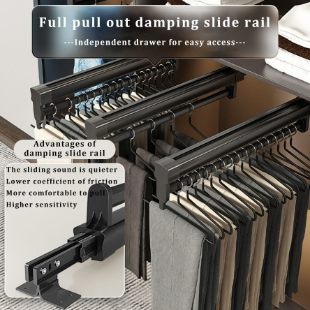 Multifunctional Pull-Out Retractable Clothes Hat Storage Rack Wardrobe ...