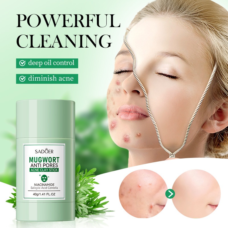 Sadoer Mudwort Anti Pores Acne Clay Stick Aloe Vera Mask Stick Vitamin C Facial Mask Stick Oil ...