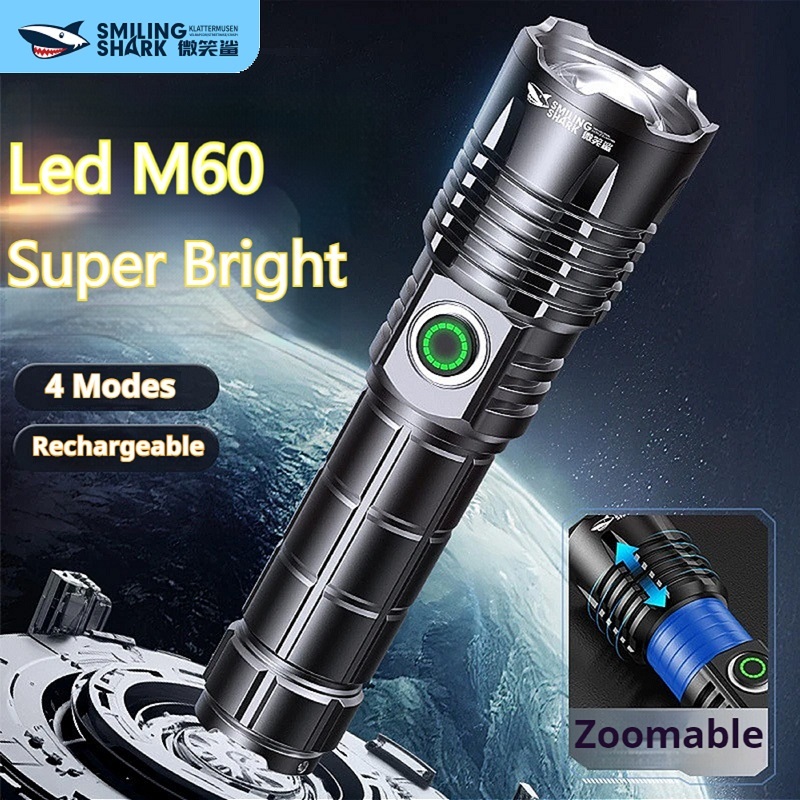 Smiling Shark SD7163 Super Bright Torch Light Led M60 6000LM 18650 ...