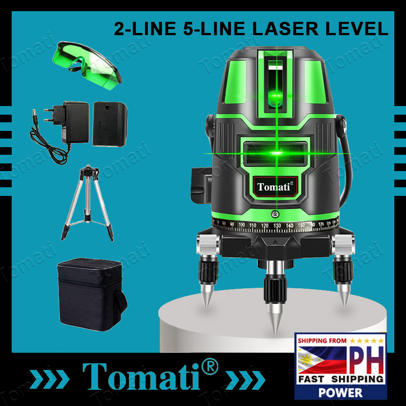 2 Lines 5 Lines Adjustable Laser Level 360° Rotary Indoor Outdoor Self ...