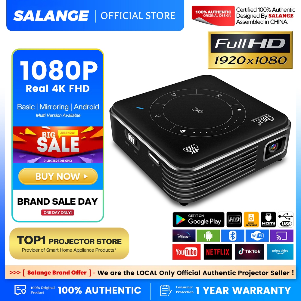 Salange P11 Mini Short Throw Projector, DLP Portable Projector, HD 150 ...