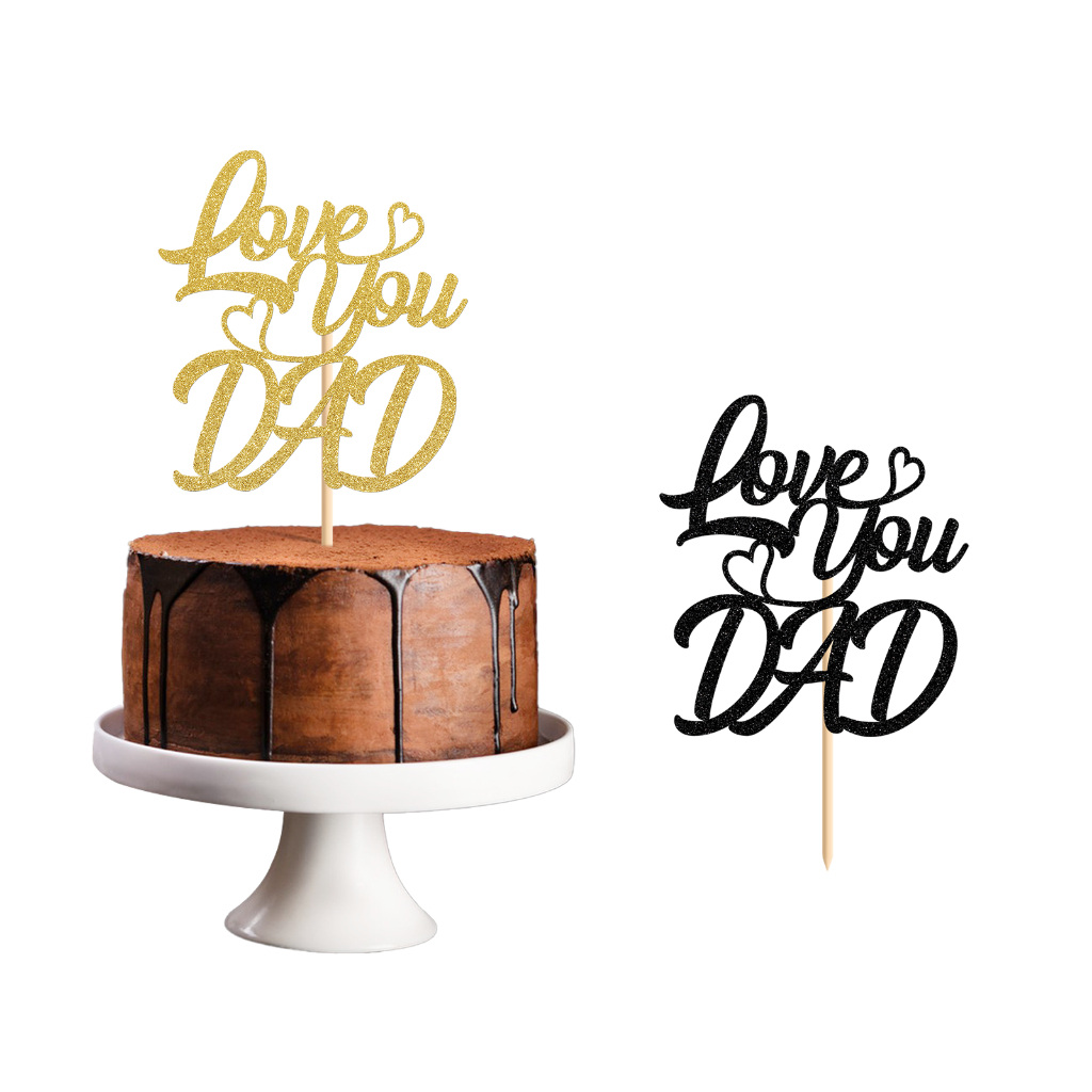 Father’s Day Cake Topper Glitter Black Love you DAD Birthday Cake ...