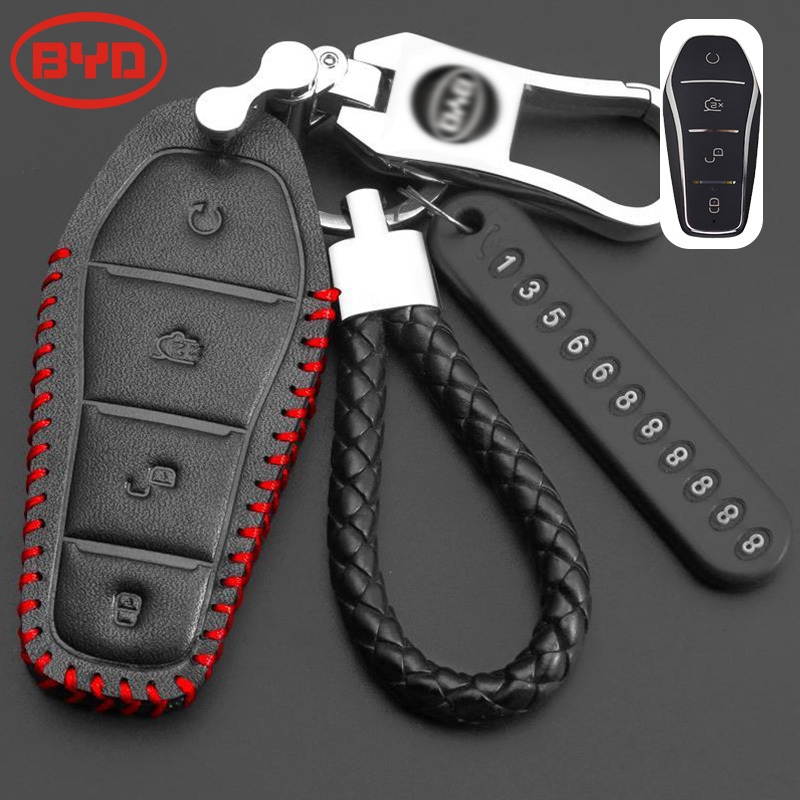Genuine Leather key case suitable For BYD Atto2 M6 shark Atto3.edc BYD ...