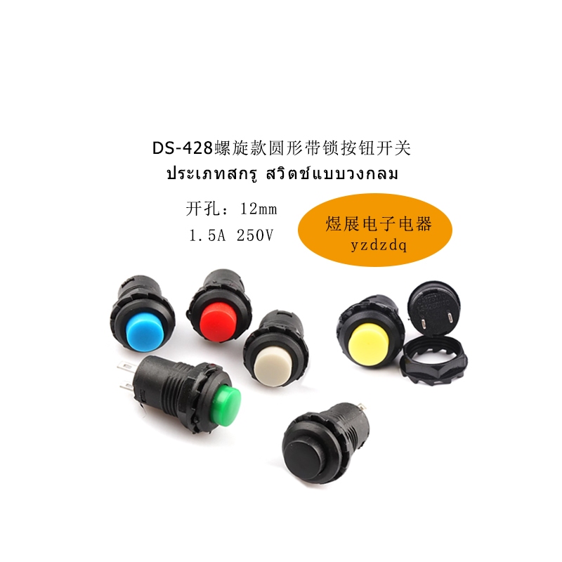Ds-428 Round with Lock Push Button Switch Small Threaded Detachable ...